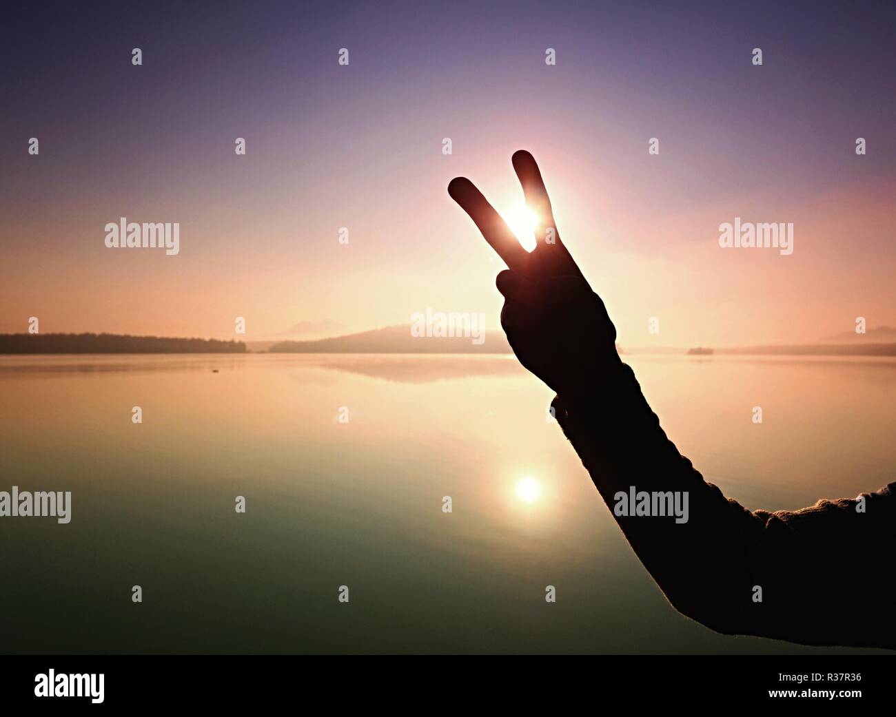 Fun shadow play. Shadow of hand symbol. Fingers gesturing frame on ...