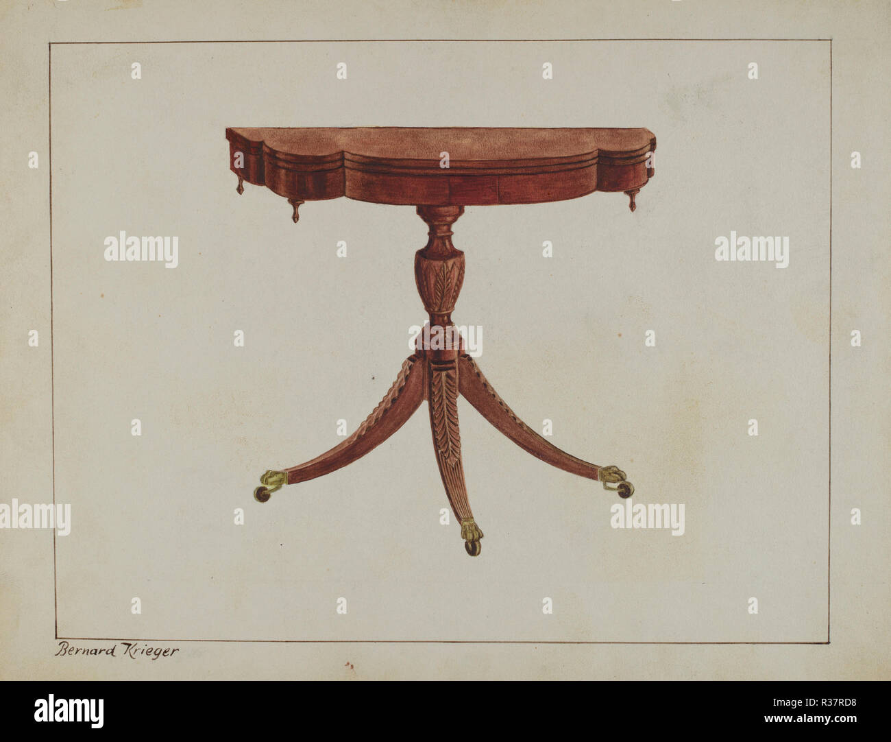 Table (pedestal). Dated: c. 1937. Medium: watercolor, graphite, and ...