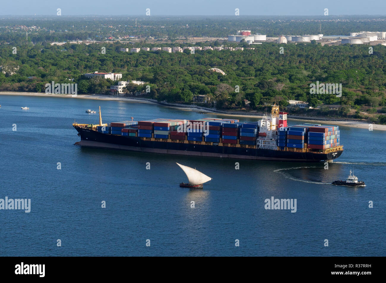 TANZANIA Daressalaam, bay and seaport, Pacific International Lines PIL ...