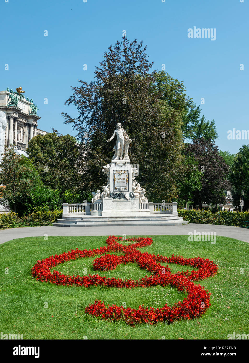 Mozart monument, monument for Leopold Mozart, violin clef from red ...