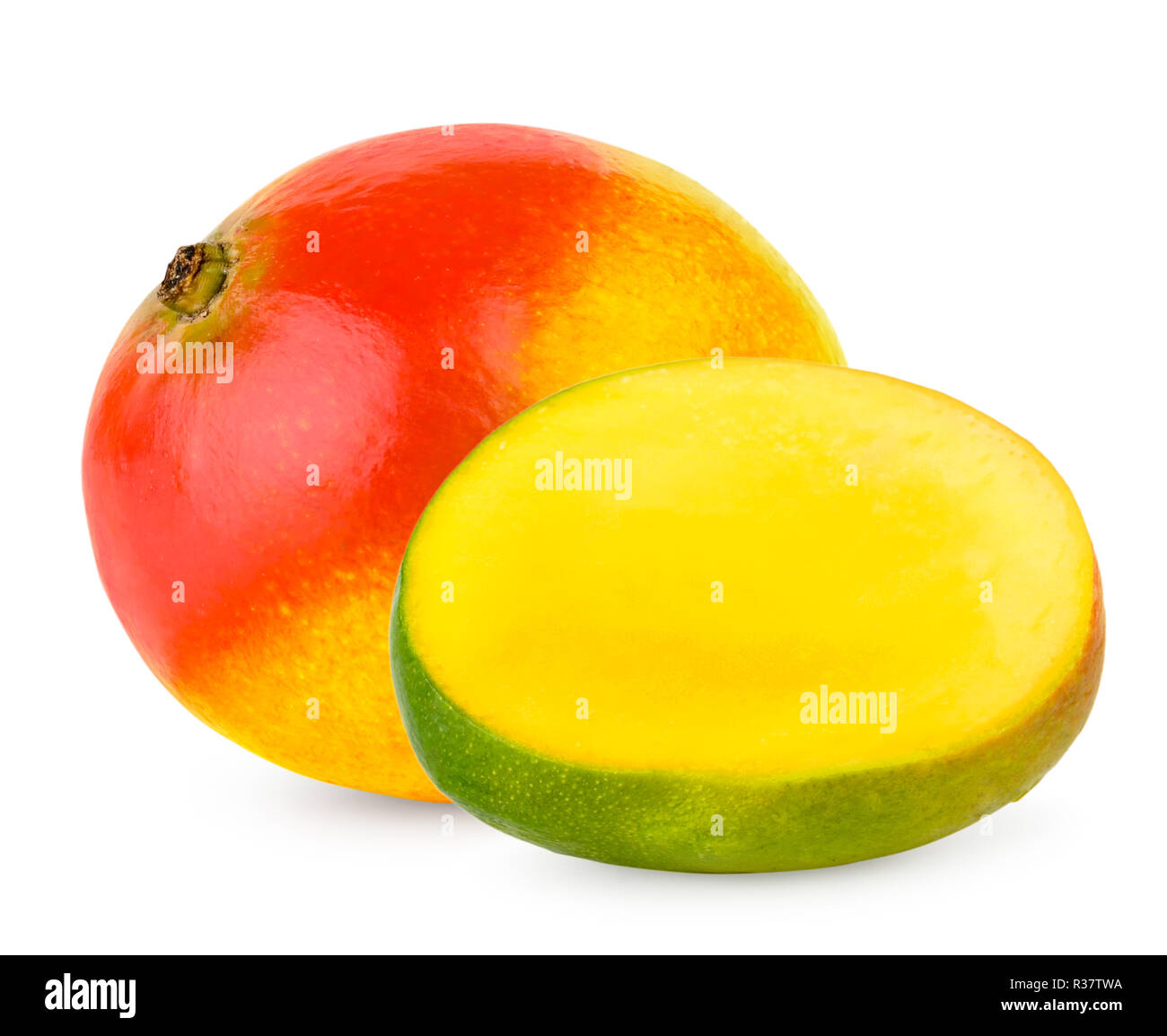 Mango fruit and cubes close-up. Isolated Stock Photo - Alamy