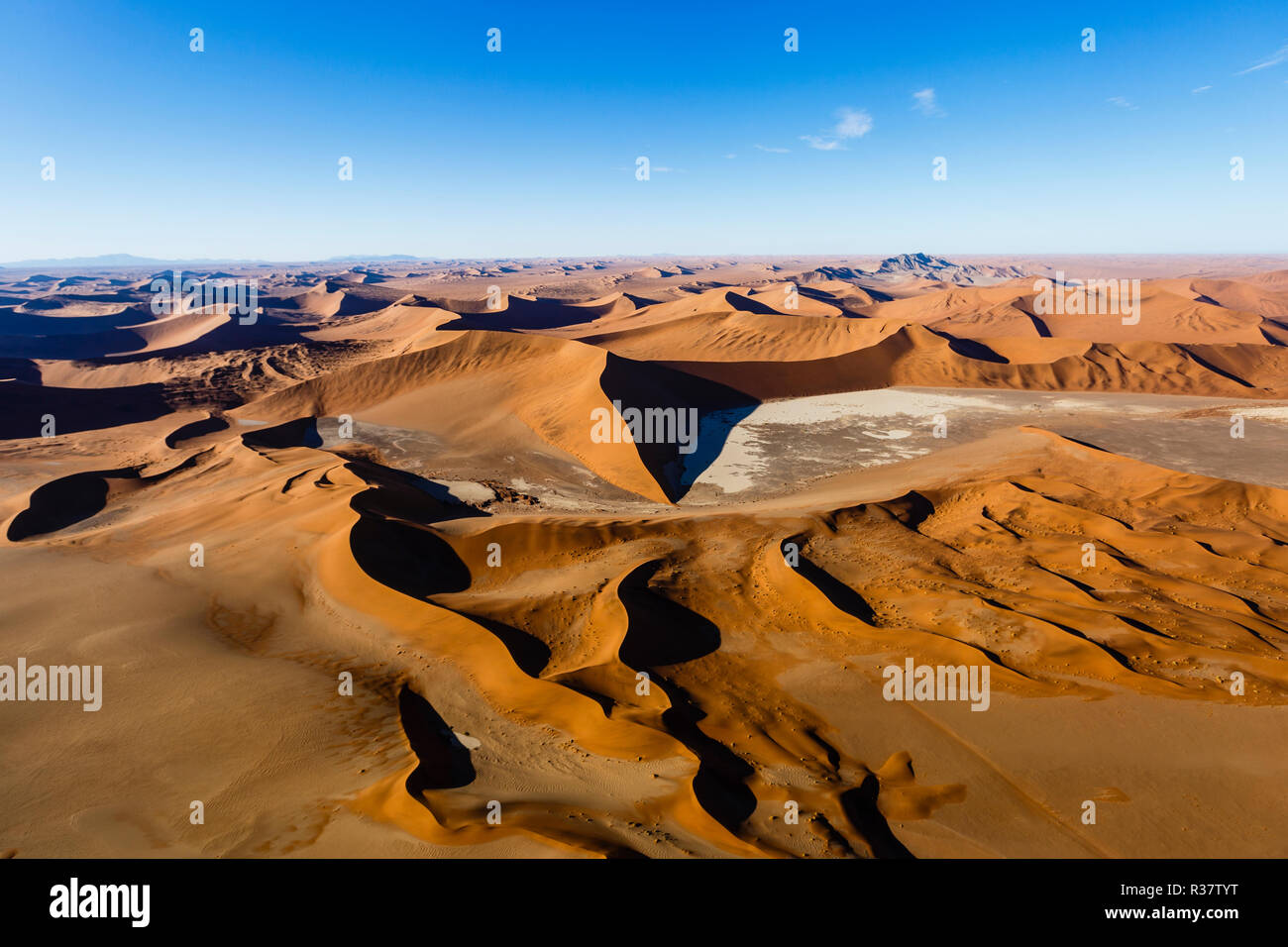 Aerial view, star dune in Sossusvlei National Park, Namib-Naukluft ...
