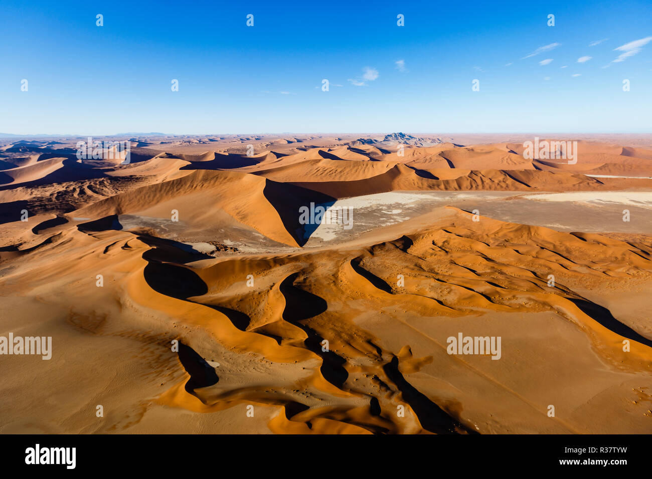 Aerial view, star dune in Sossusvlei National Park, Namib-Naukluft ...