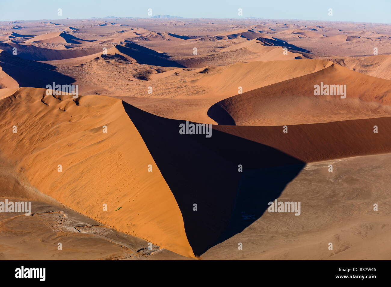 Aerial view, star dune in Sossusvlei National Park, Namib-Naukluft National Park, Namibia Stock ...