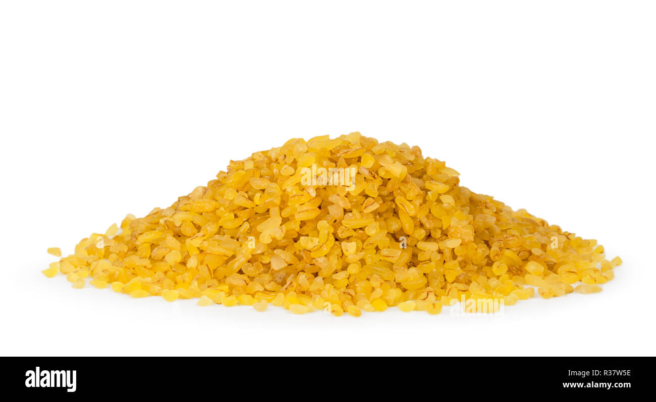 Hill cereals bulgur wheat closeup on a white background. Isolated Stock ...