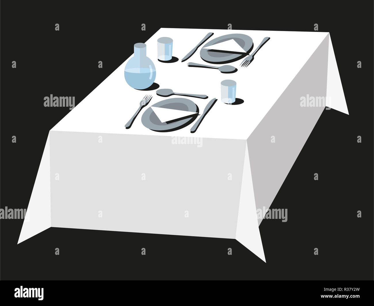 Romantic table set for two people with plates hi-res stock photography ...