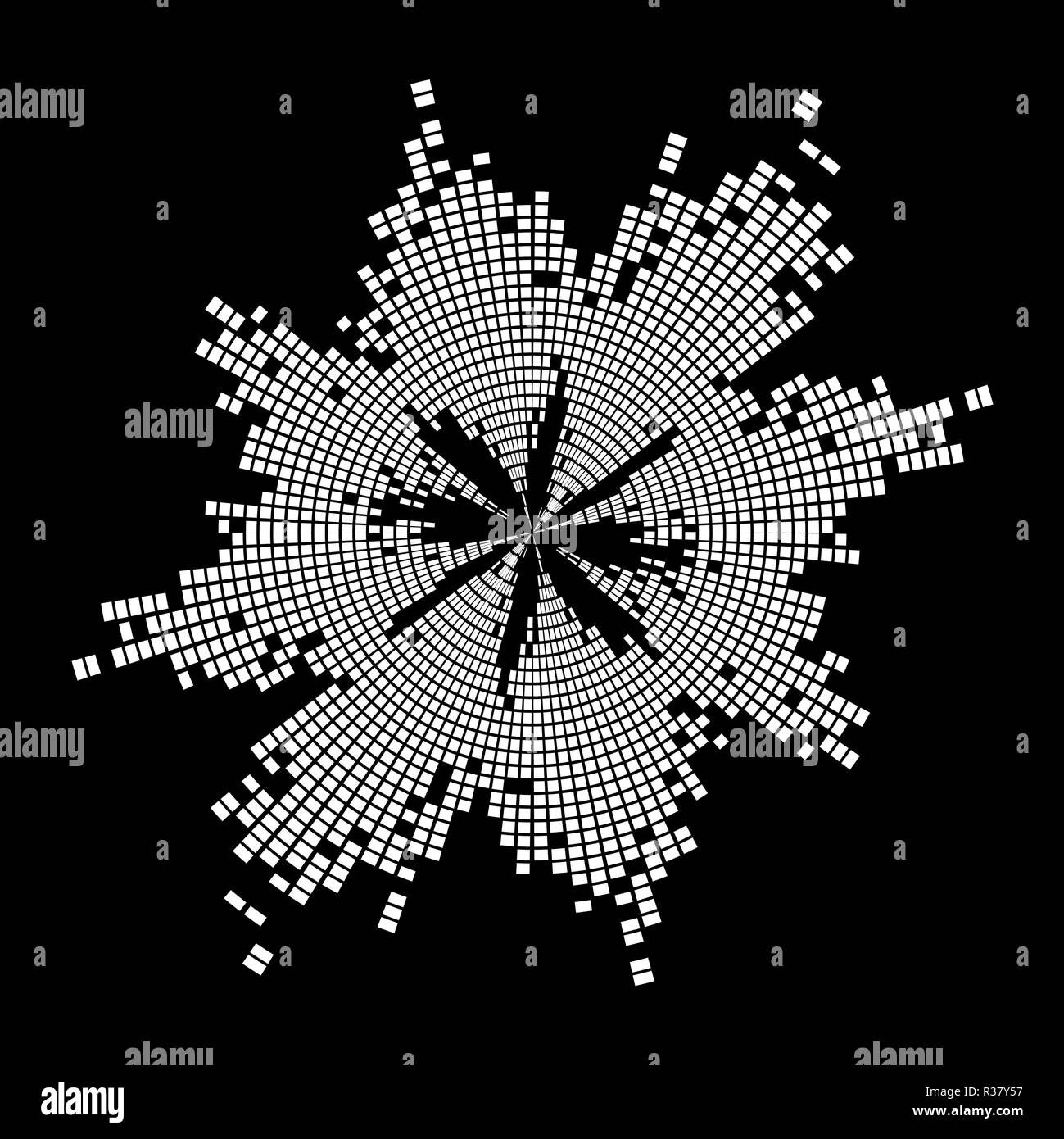 Round music wave equalizer sound symbol icon design isolated on black ...
