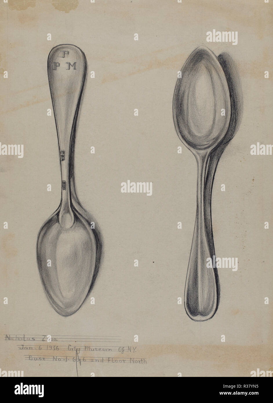 Silver Spoon. Dated: 1935/1942. Dimensions: overall: 30.5 x 22.6 cm (12 ...