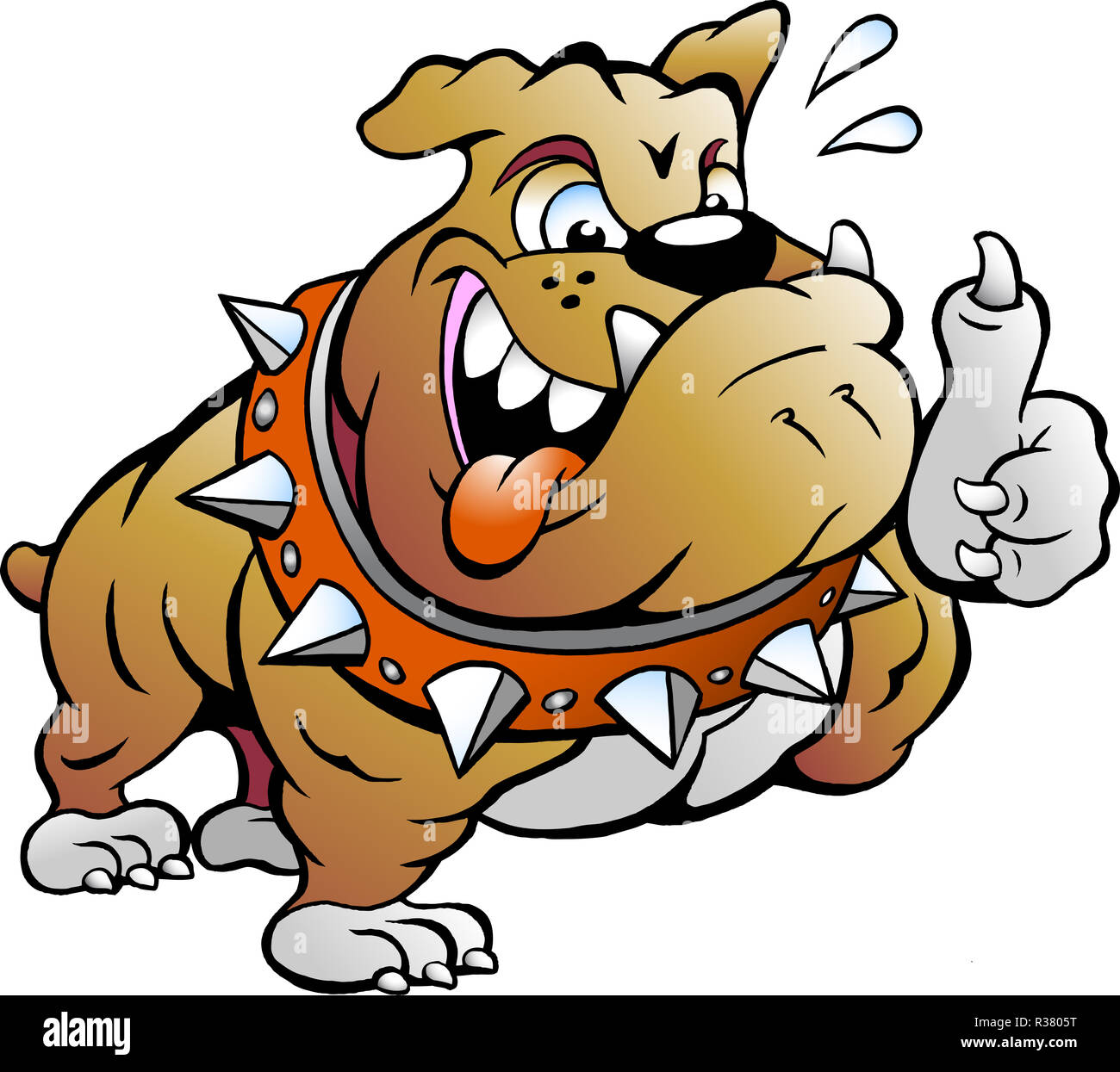 Vector Cartoon illustration of an excited Strong Muscular Bull Dog ...