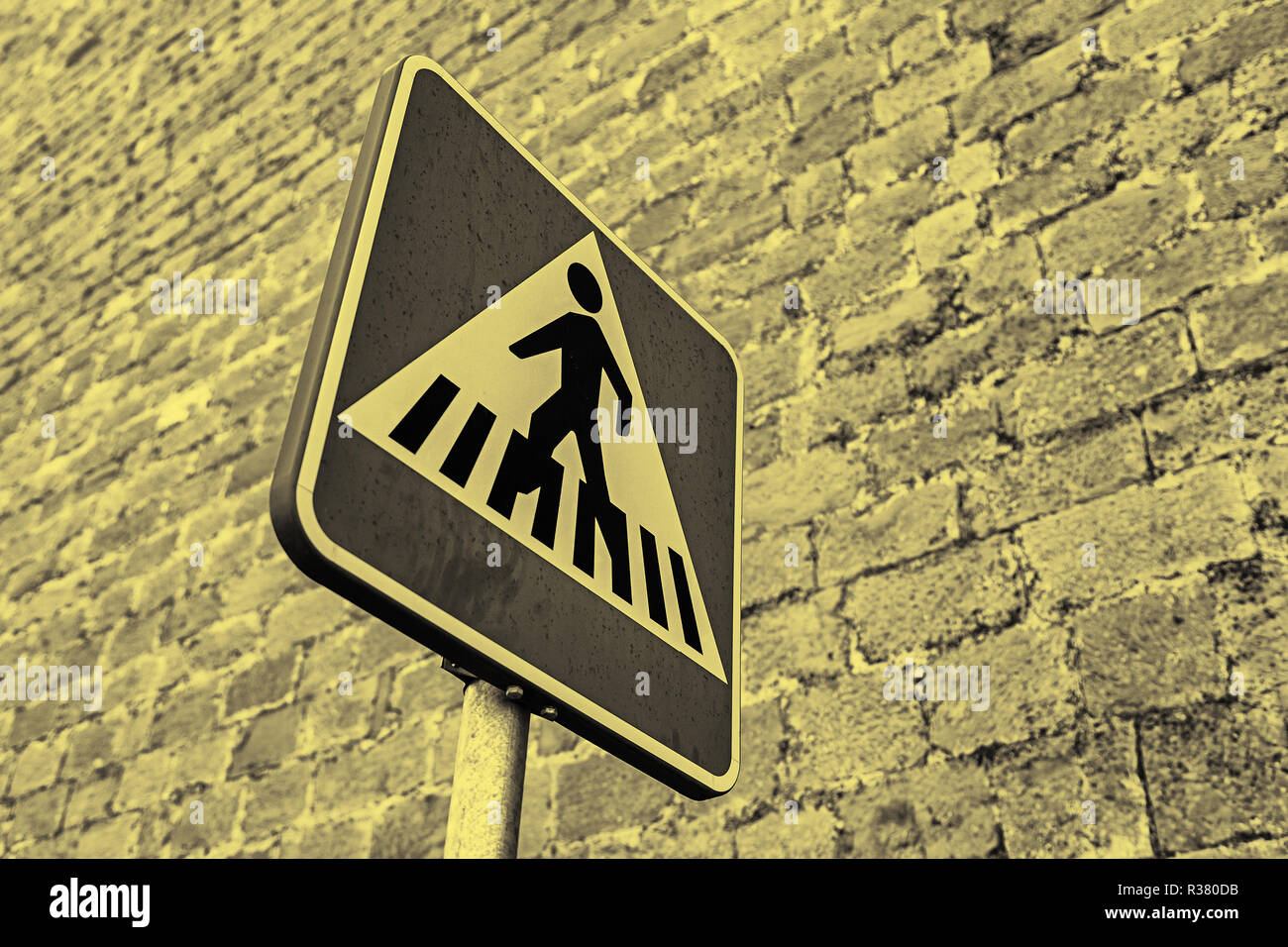 Zebra crossing to safely cross the street, detail of road safety ...