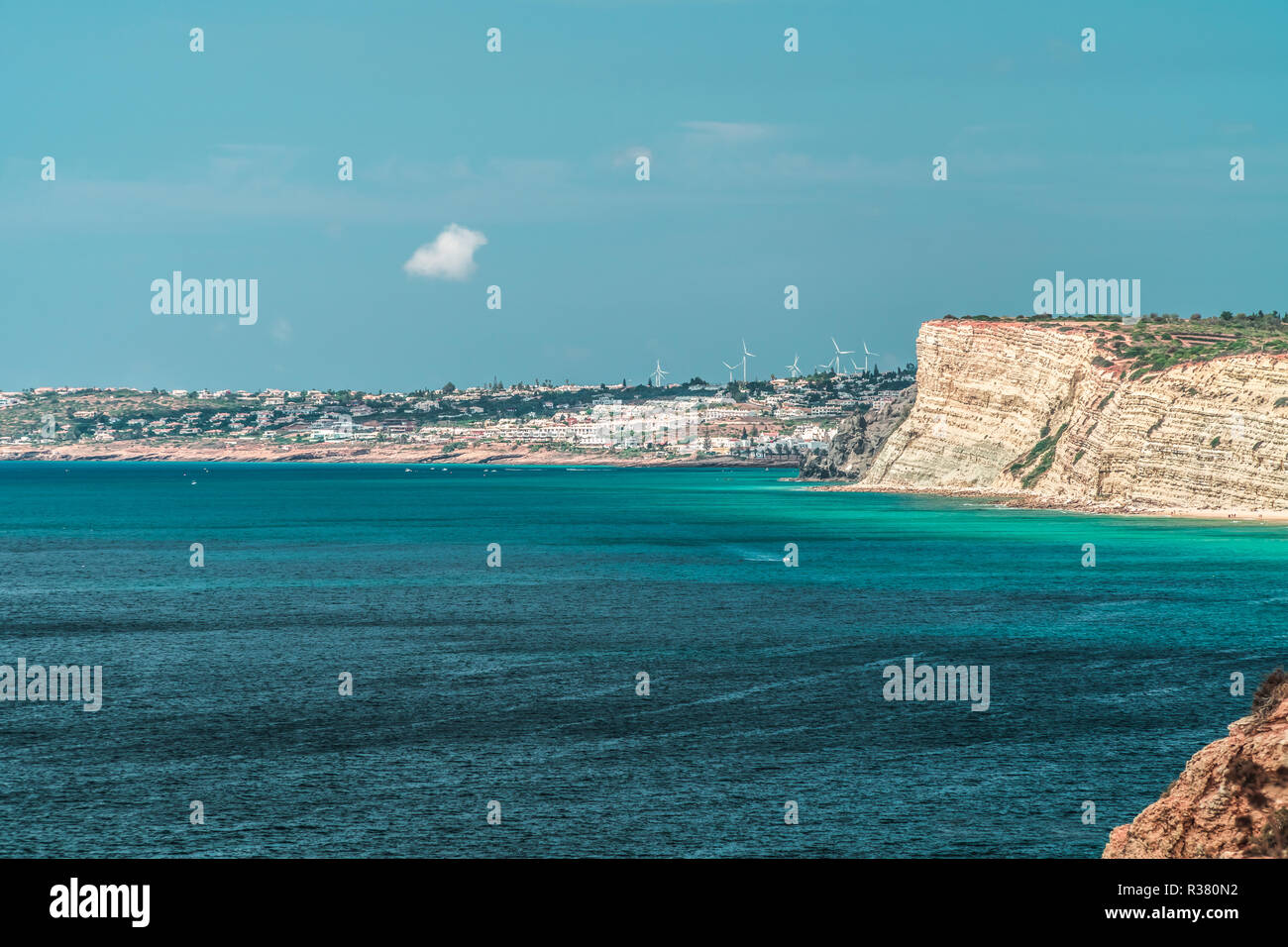 Ocean Landscape With Rocks And Cliffs At Lagos Bay Coast In Algarve ...