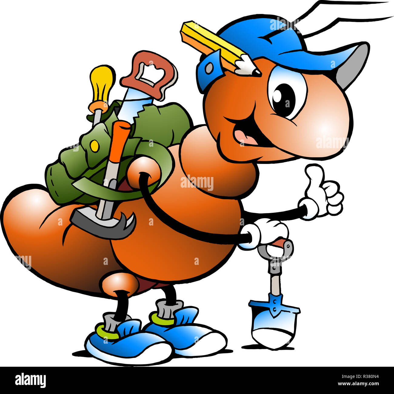 Vector Cartoon illustration of a Happy Working Ant Stock Photo - Alamy