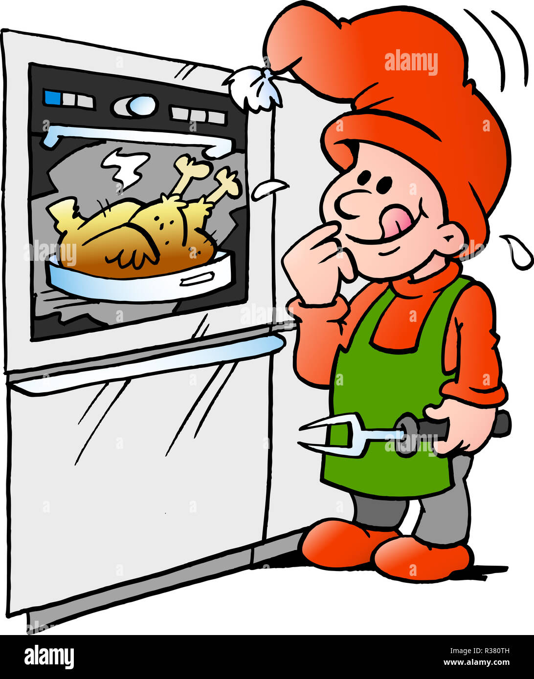 Vector Cartoon illustration of an happy Elf that makes delicious ...