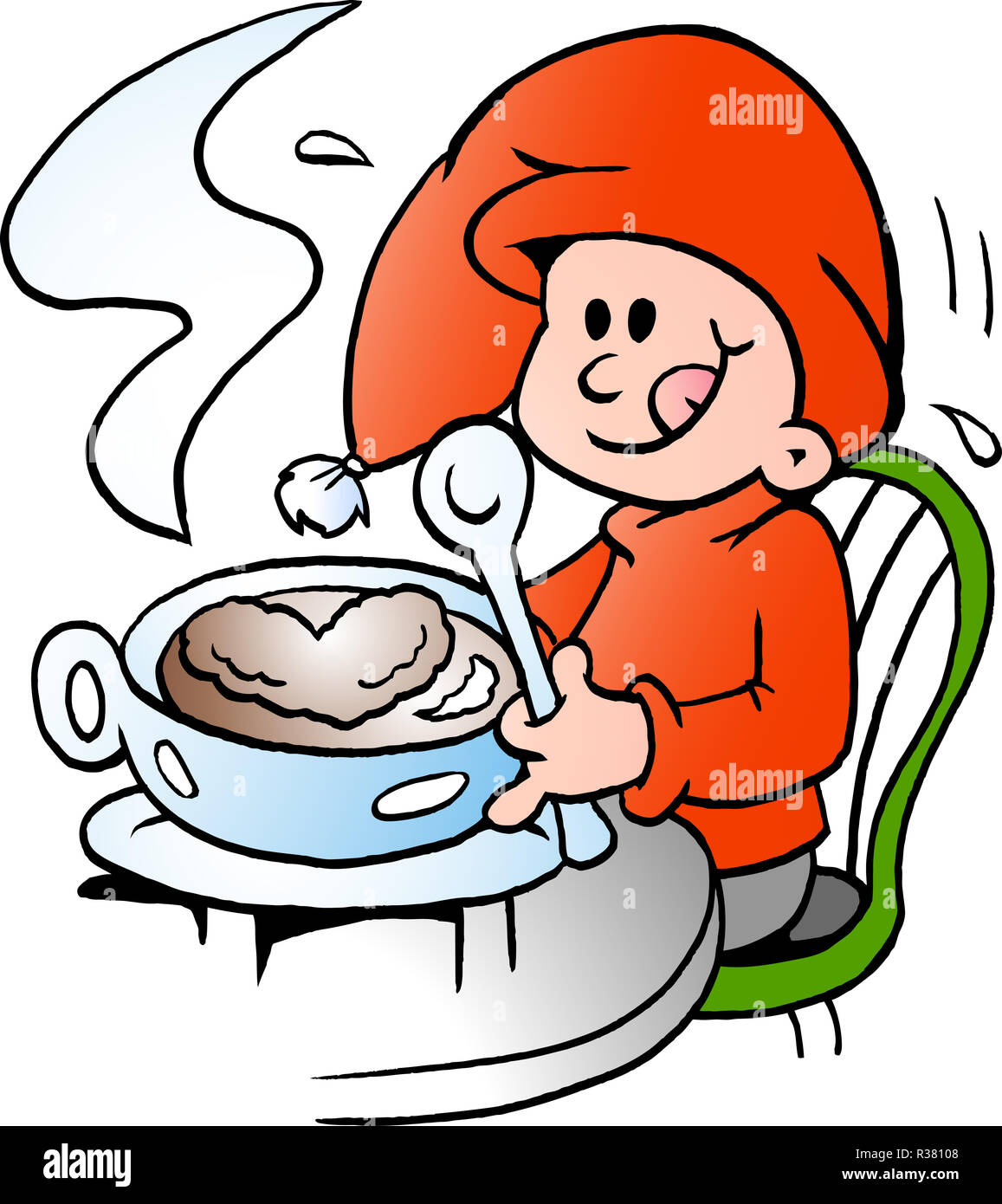 Vector Cartoon illustration of an happy Elf there is at a cafe Stock ...