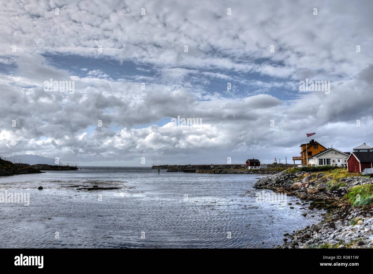 Norwegen, Lofoten, Laukvik, Laukvika, Hafen, Pier, Kai, Mole, Steg ...
