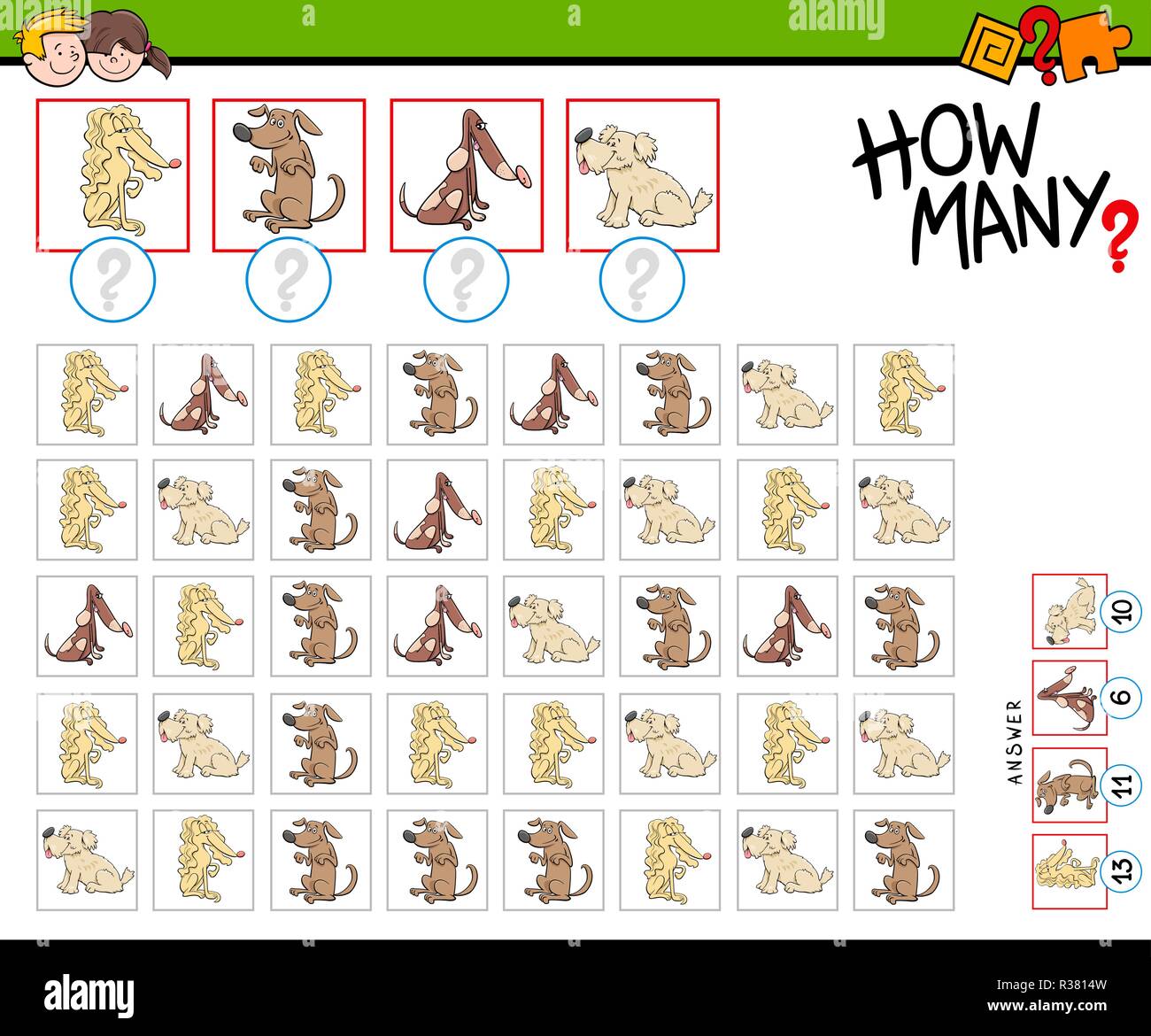 Illustration of Educational Counting Task for Children with Cartoon Dog ...