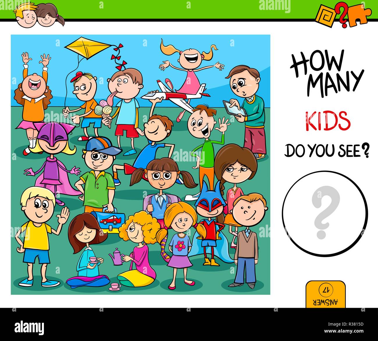 Cartoon Illustration of Educational Counting Activity Task with Kid ...