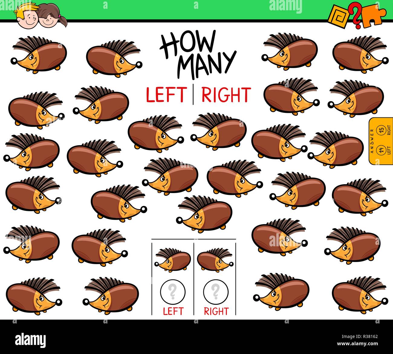 Cartoon Illustration of Educational Game of Counting Left and Right ...