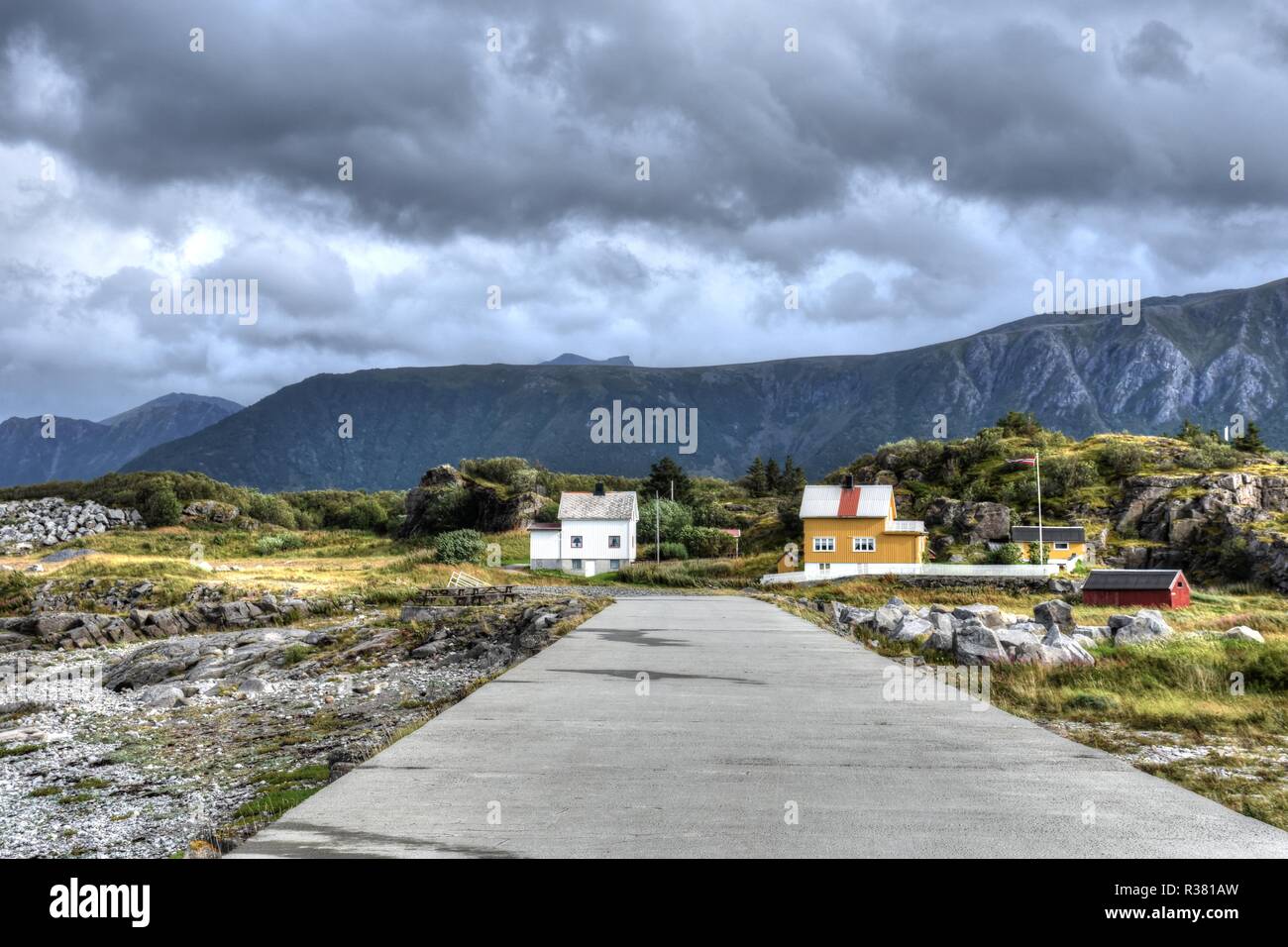 Norwegen, Lofoten, Laukvik, Laukvika, Hafen, Pier, Kai, Mole, Steg ...