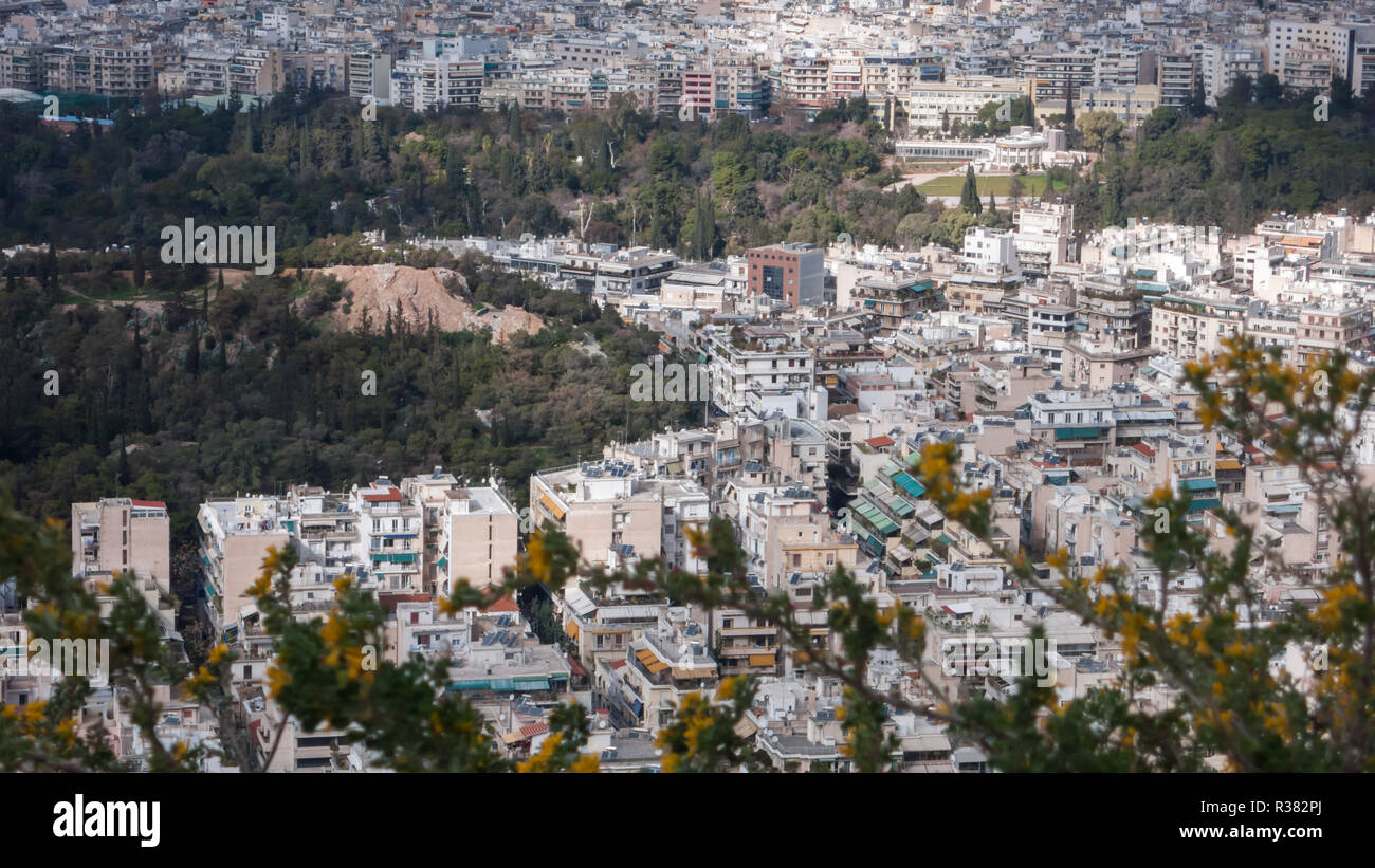 Amazing Panoramic view of the city of Athens from Lycabettus hill ...
