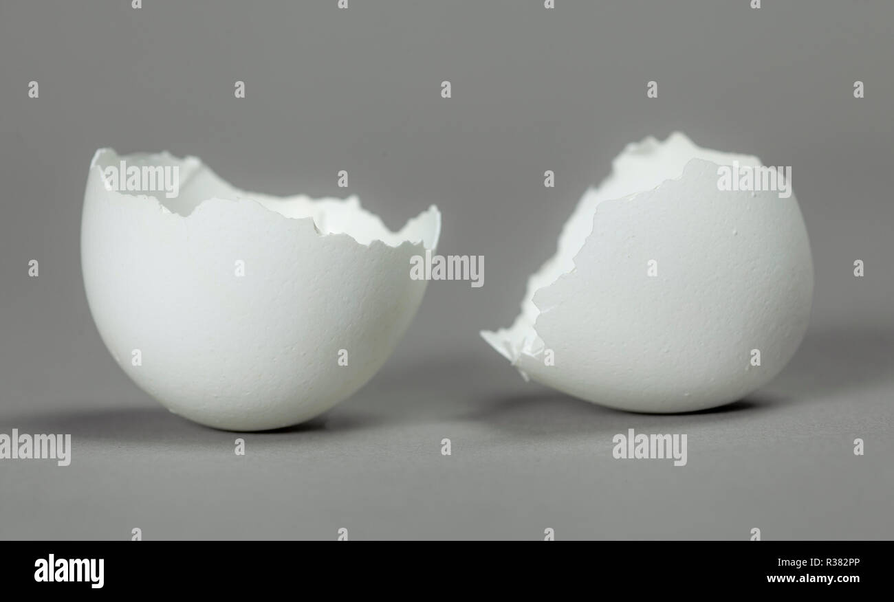 An eggshell cracked in half Stock Photo - Alamy