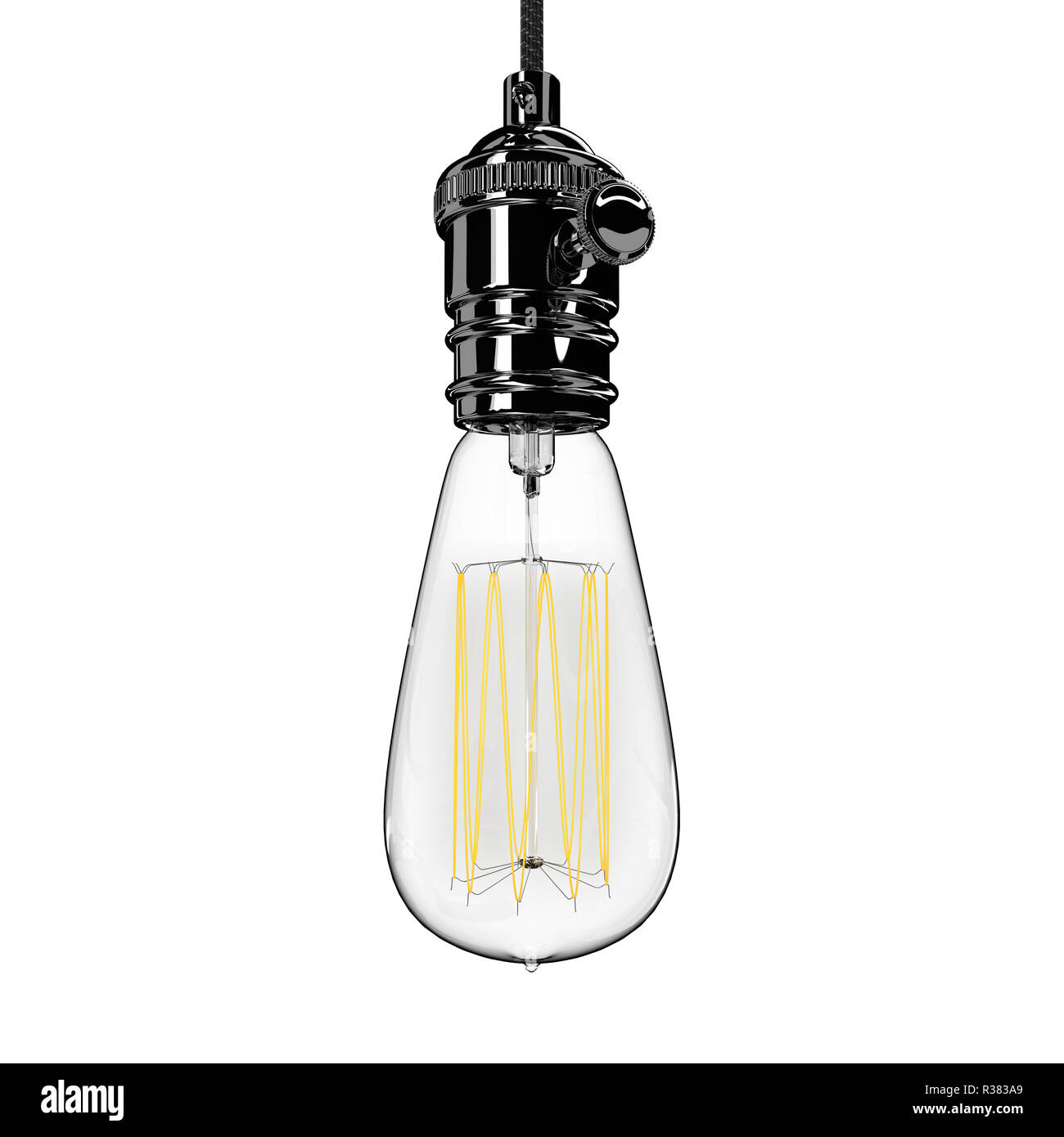 Realistic vintage glowing light bulb. 3D render Stock Photo - Alamy