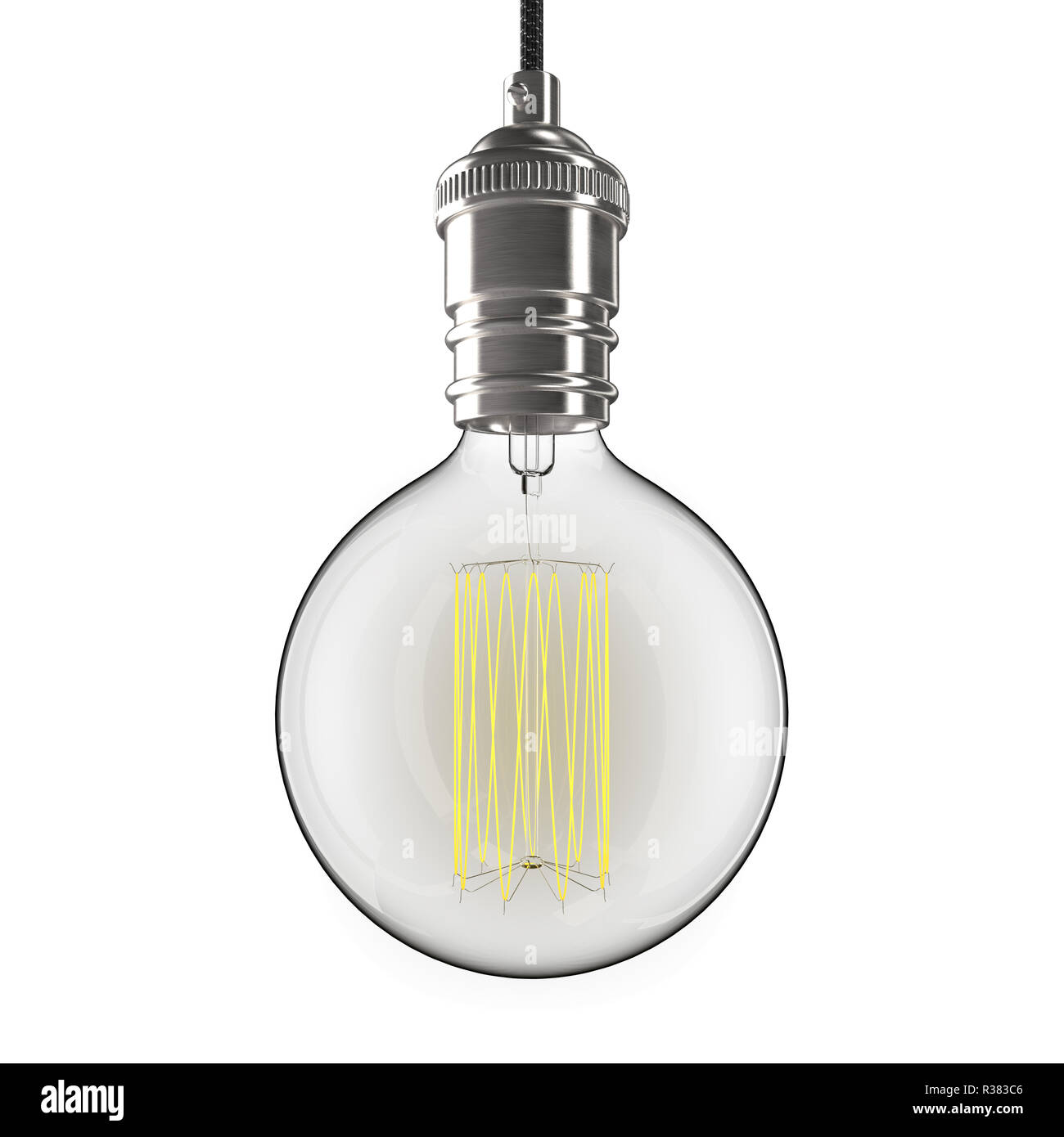 Realistic vintage glowing light bulb. 3D render Stock Photo - Alamy