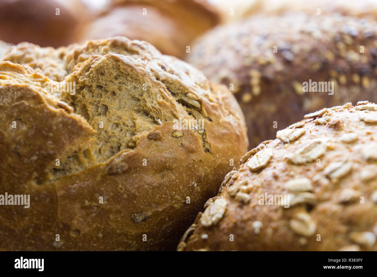 Close-up of Mixed Bread and baked Bread rolls usable as decorative Food ...