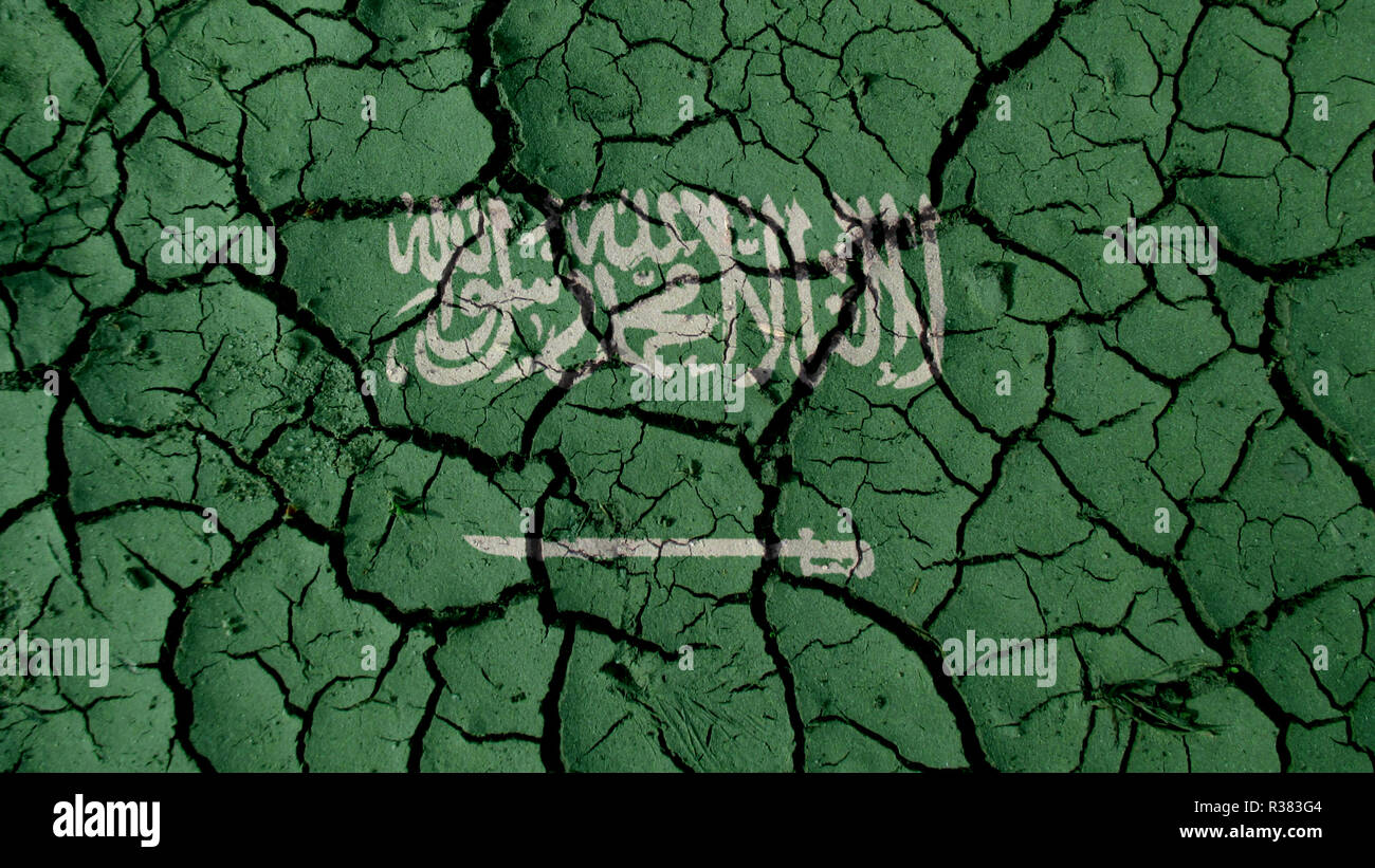 Political Crisis Or Environmental Concept: Mud Cracks With Saudi Arabia ...
