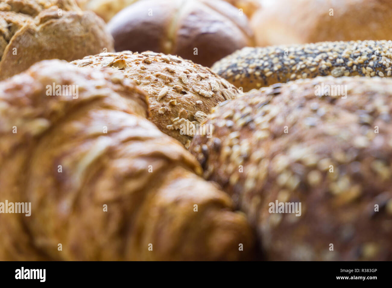 Close-up of Mixed Bread and baked Bread rolls usable as decorative Food ...