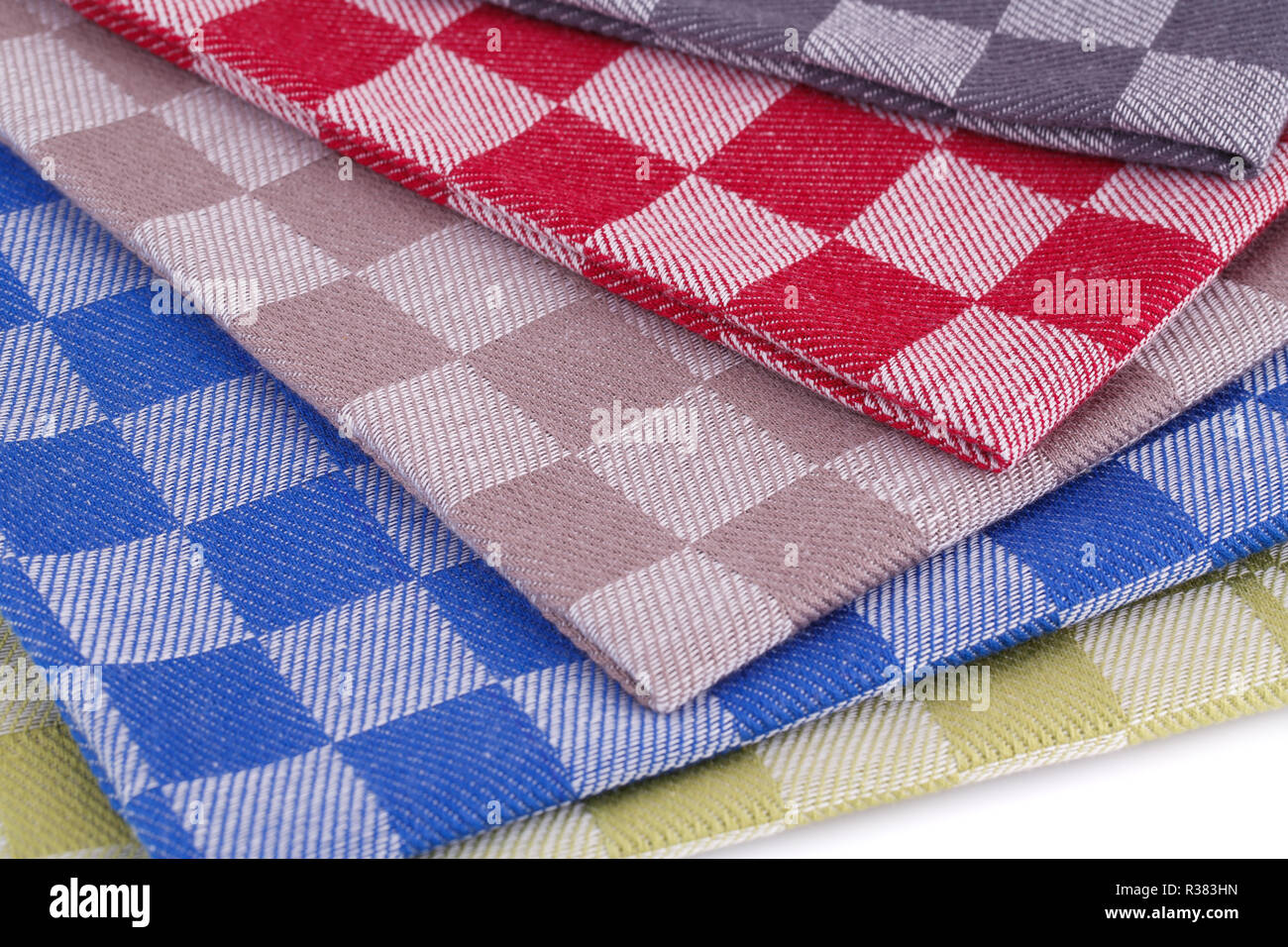 Colorful kitchen towels closeup picture Stock Photo - Alamy