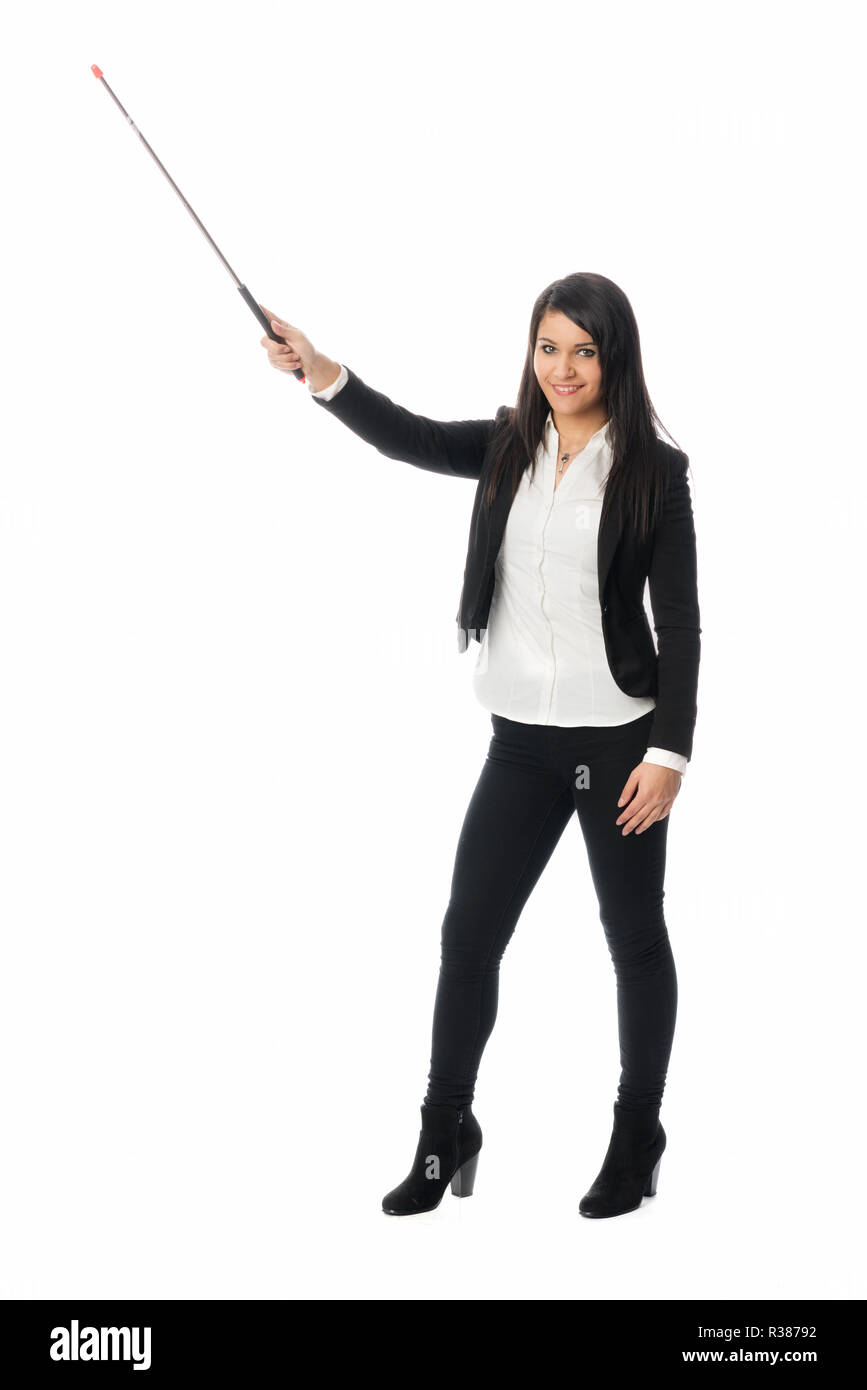 young woman with pointer Stock Photo - Alamy