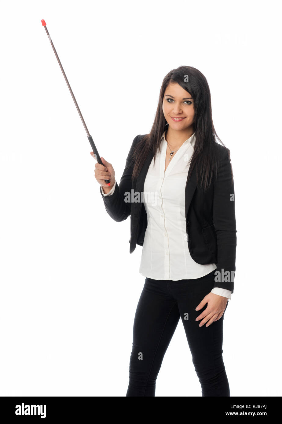 young woman with pointer Stock Photo - Alamy