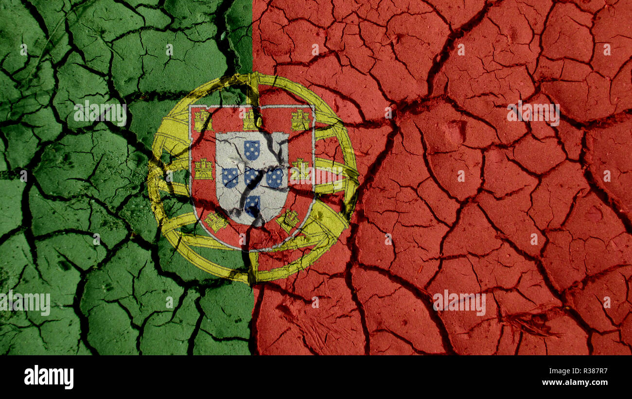 Political Crisis Or Environmental Concept: Mud Cracks With Portugal ...