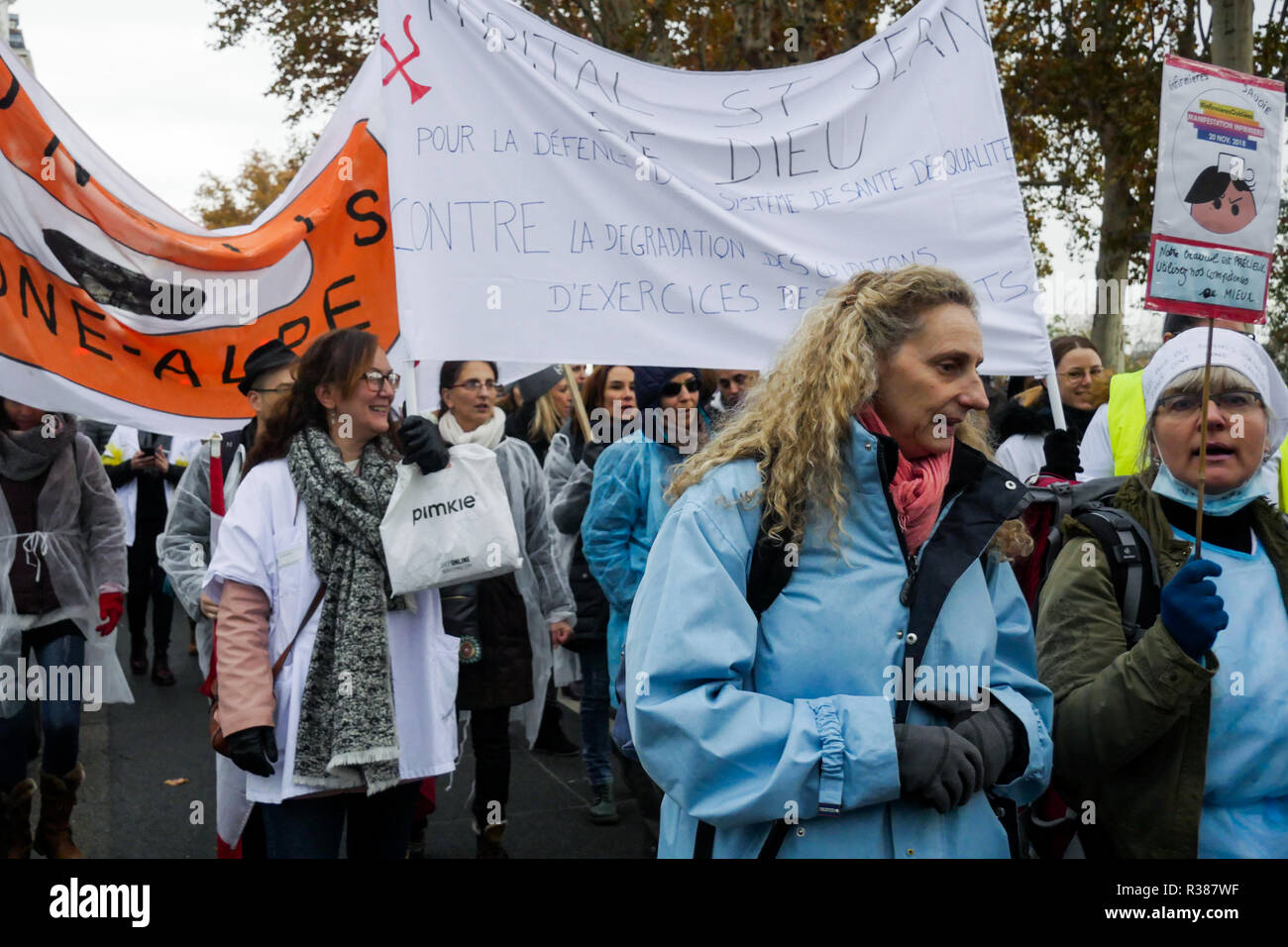 Nurses protest announced status, Lyon, France Stock Photo - Alamy