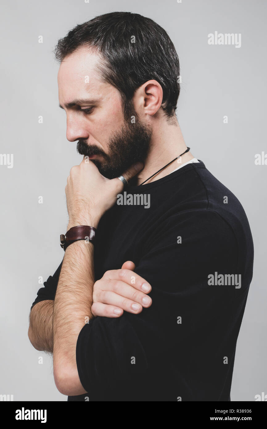 Portrait confused bearded man hi-res stock photography and images - Alamy