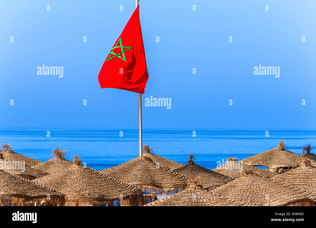 morocco flag on the beach in agadir Stock Photo - Alamy