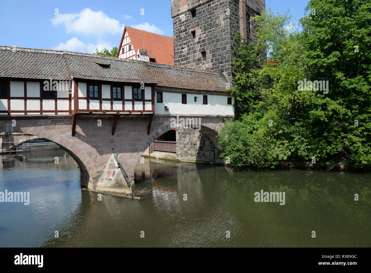 henkersteg and water tower in nuremberg Stock Photo - Alamy