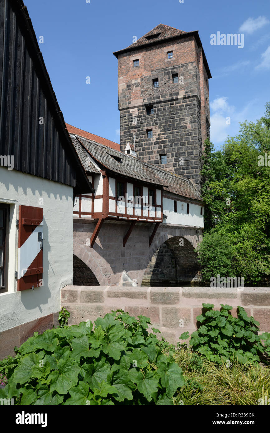 henkersteg and water tower in nuremberg Stock Photo - Alamy