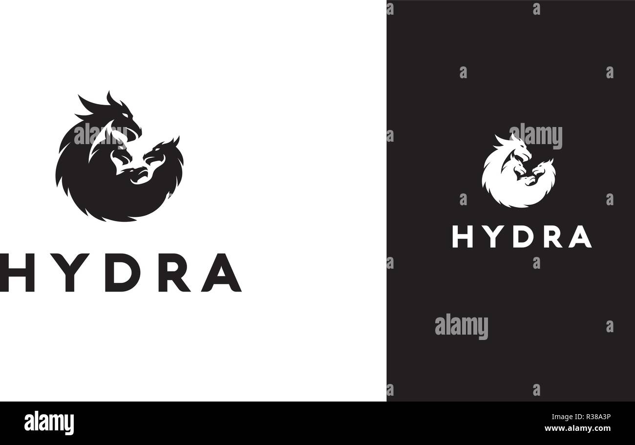 Modern Black Silhouette Of 4 Hydra Dragons Icon Stock Vector Image ...
