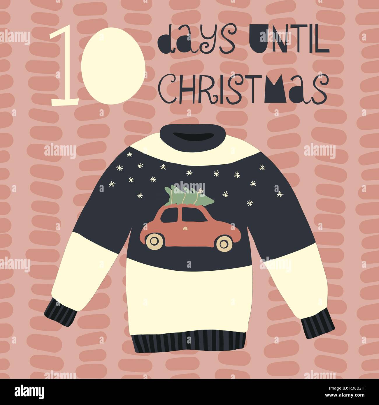 10 Days until Christmas vector illustration. Christmas countdown ten ...