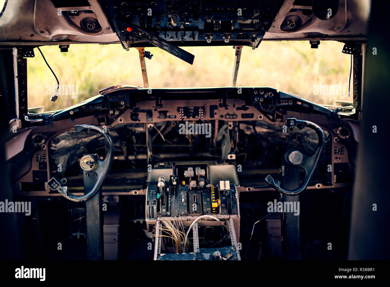 damage old commercial plane cockpit Stock Photo - Alamy