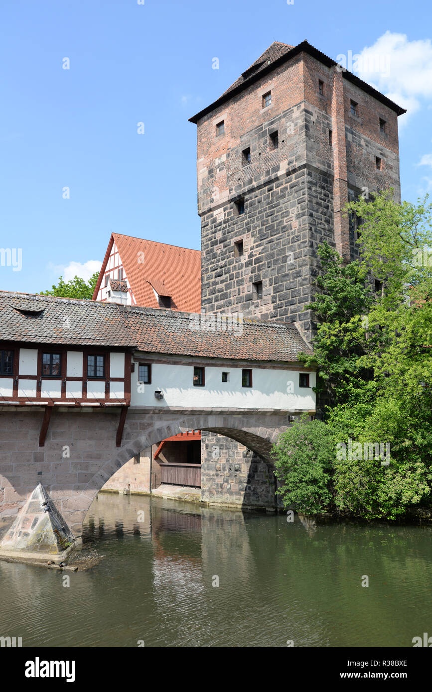 henkersteg and water tower in nuremberg Stock Photo - Alamy
