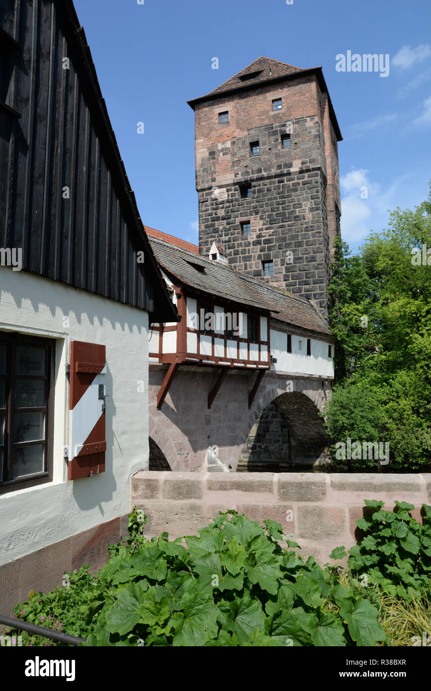 henkersteg and water tower in nuremberg Stock Photo - Alamy