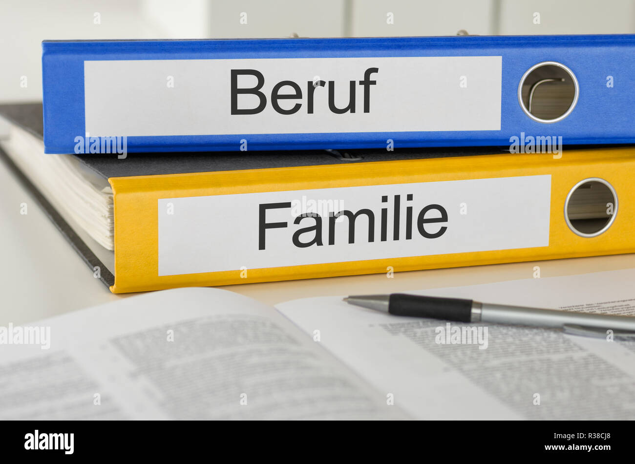 file folders labeled career and family Stock Photo - Alamy
