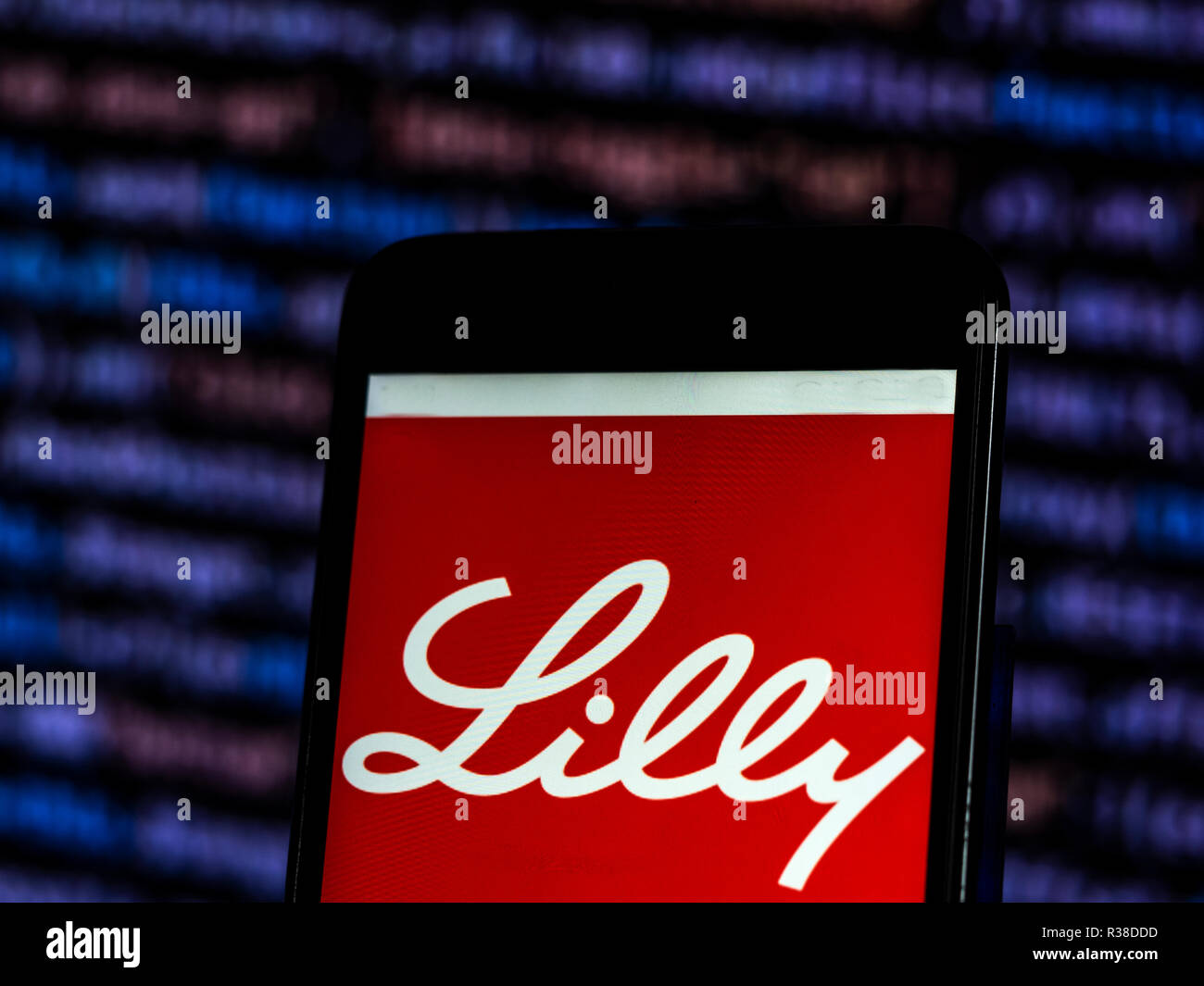 Eli Lilly and Company, Pharmaceutical company logo seen displayed on ...
