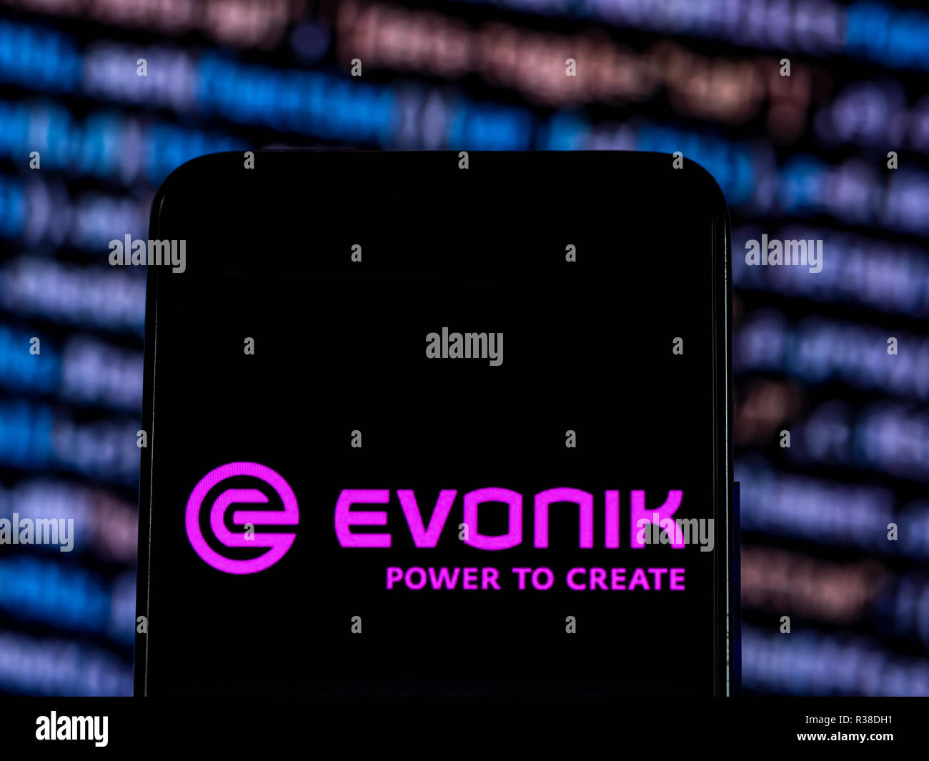 Evonik Industries Chemical industry company logo seen displayed on ...