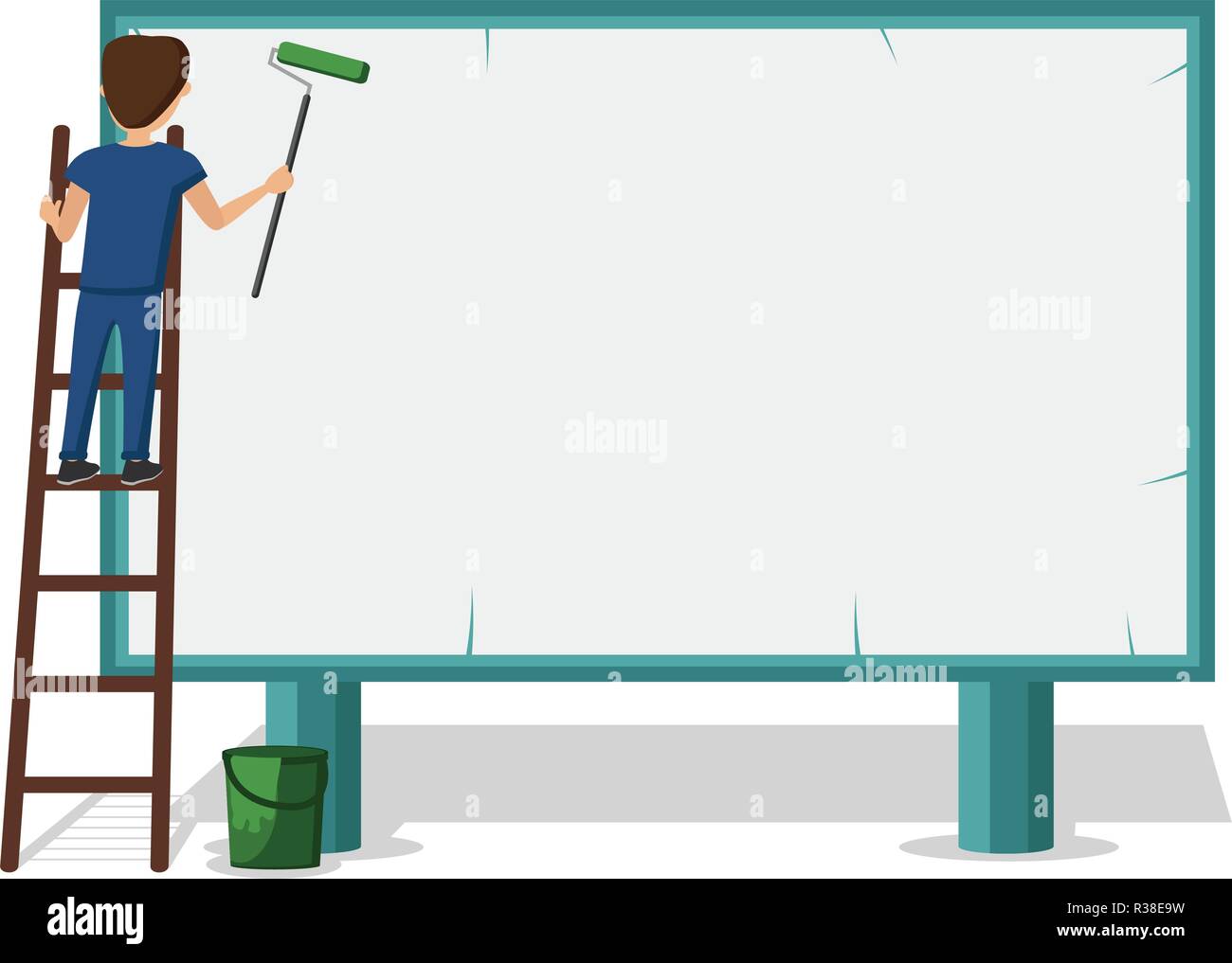 Putting up posters wall Stock Vector Images - Alamy