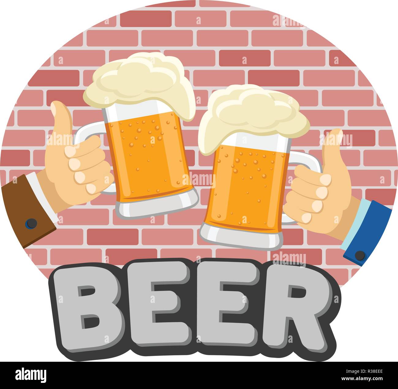 Beer bar logo, two hands with glasses Stock Vector Image & Art - Alamy