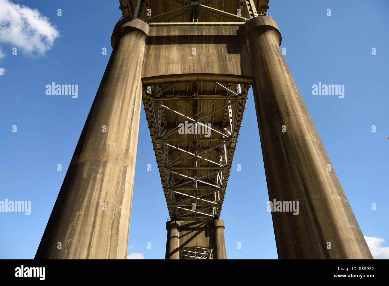 Pillars underneath the Calcasieu River Bridge, Louisiana World War II ...